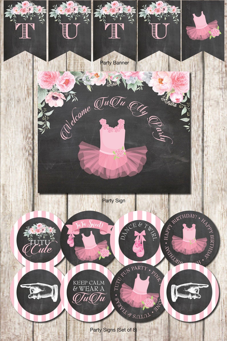 Ballerina Printable Party Tutu Cute Birthday Pink Tutu Party - Etsy