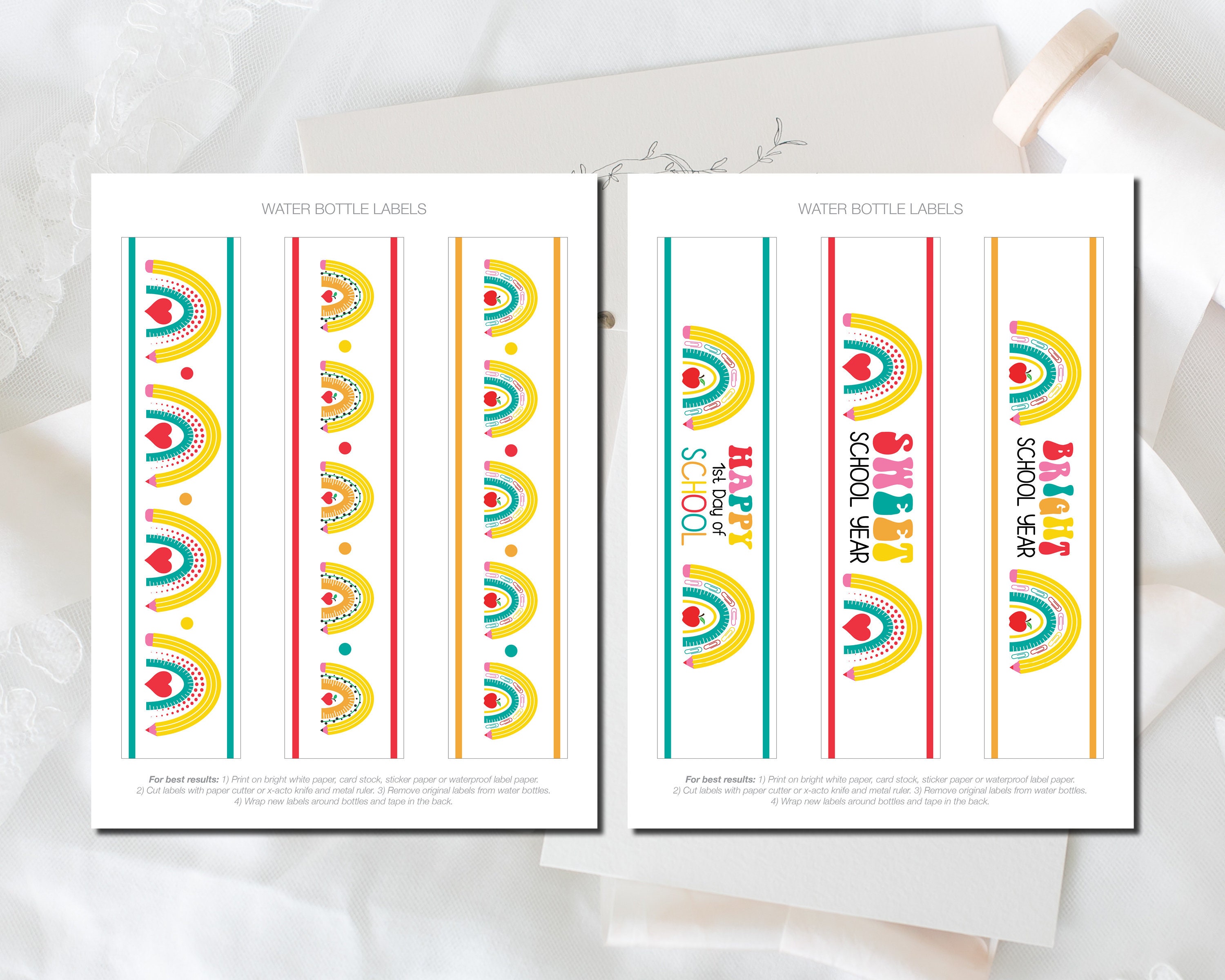 Back to School Water Bottle Labels: Printable Wrappers (instant ...