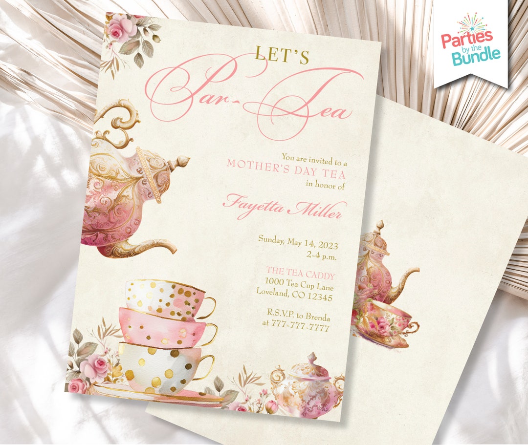 Mother's Day Tea Invitation | Let's Par-tea Mothers Day Brunch Invite ...