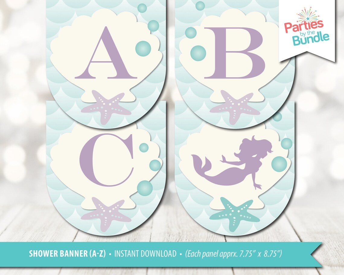Mermaid Baby Shower Decorations Party Banner A-Z Shower - Etsy