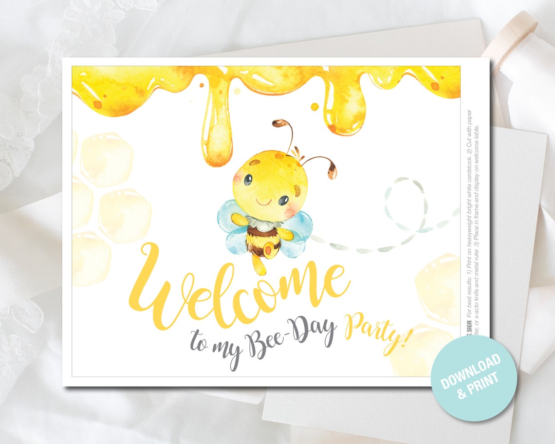 Bee Day Party Welcome Sign Bee Birthday Party Sign Bee - Etsy