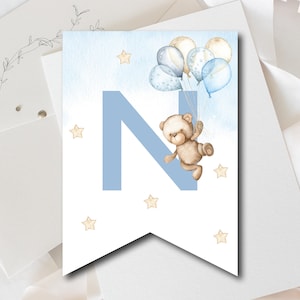 Teddy Bear High Chair Banner, First 1st Birthday Boy High Chair Banner ...