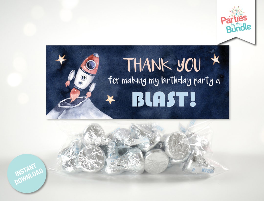 Outer Space Birthday Treat Bag Toppers, Printable Favors, Candy Bag ...