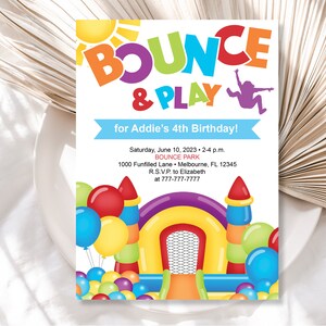 Bounce House Birthday Invitation Bounce and Play Trampoline Park Jump ...