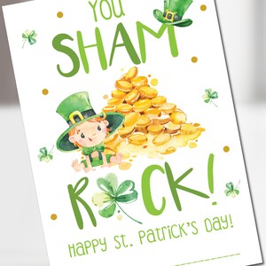 Printable St. Patrick's Day Gift Tag, You Sham Rock Favor Tag ...