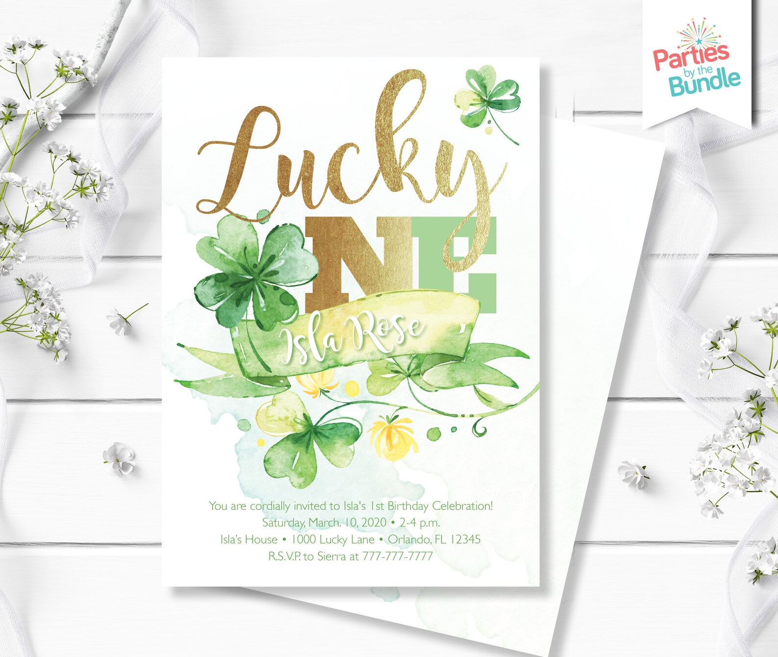 Lucky One First Birthday Invite, St Patrick's Day Birthday Invitation ...