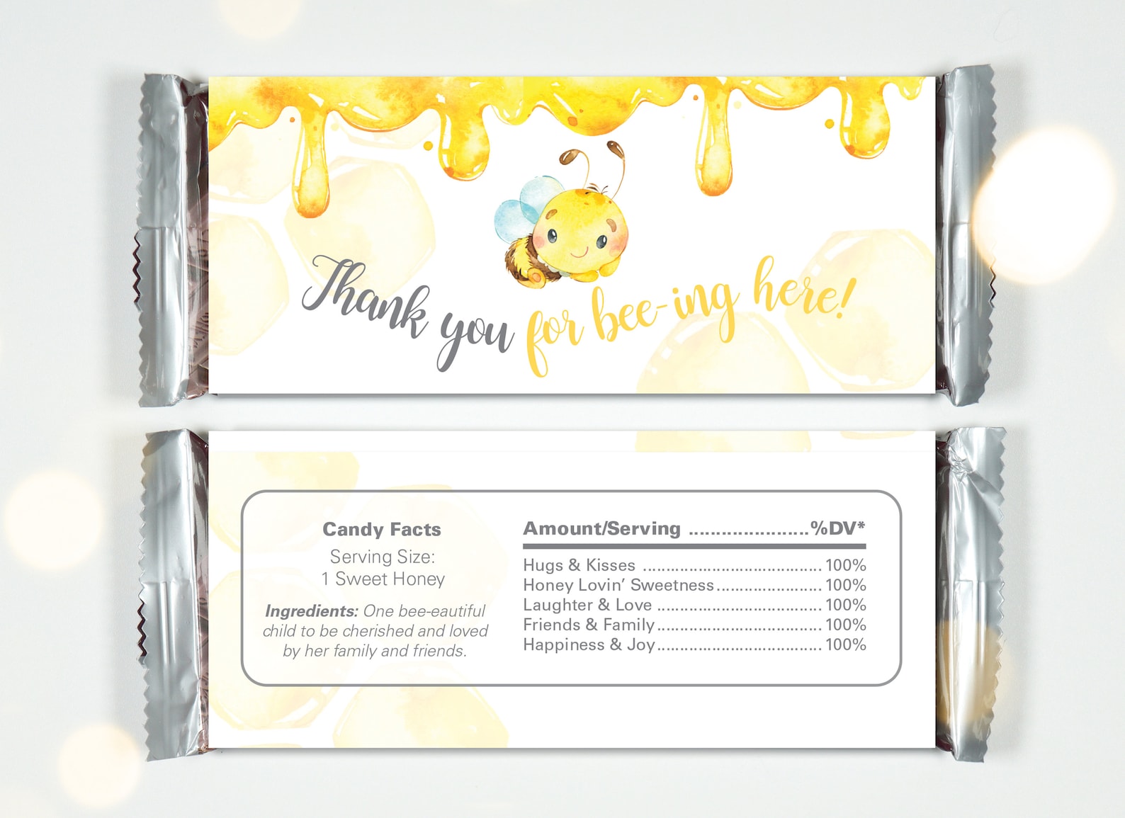 Bee Candy Bar Wrapper, Party Printable, Bee Birthday Candy Bar Label ...