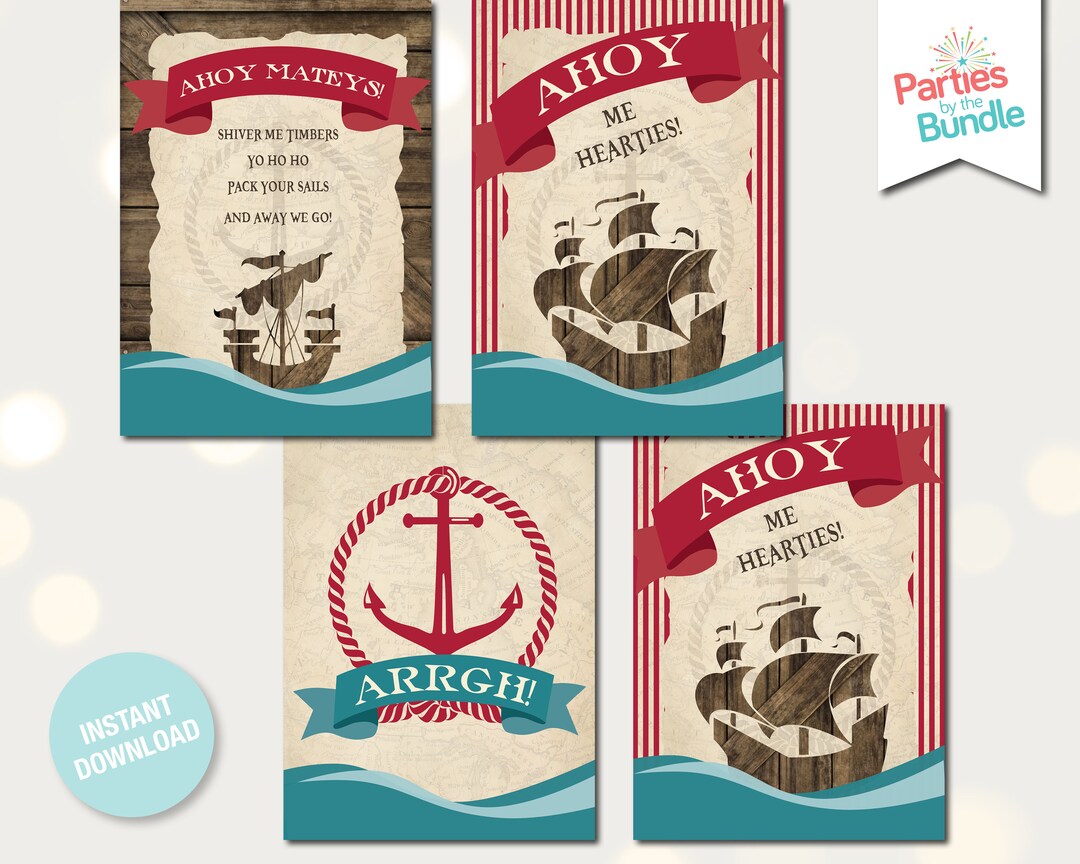 Pirate Party, Pirate Posters, Party Decorations, Pirate Party Decor ...