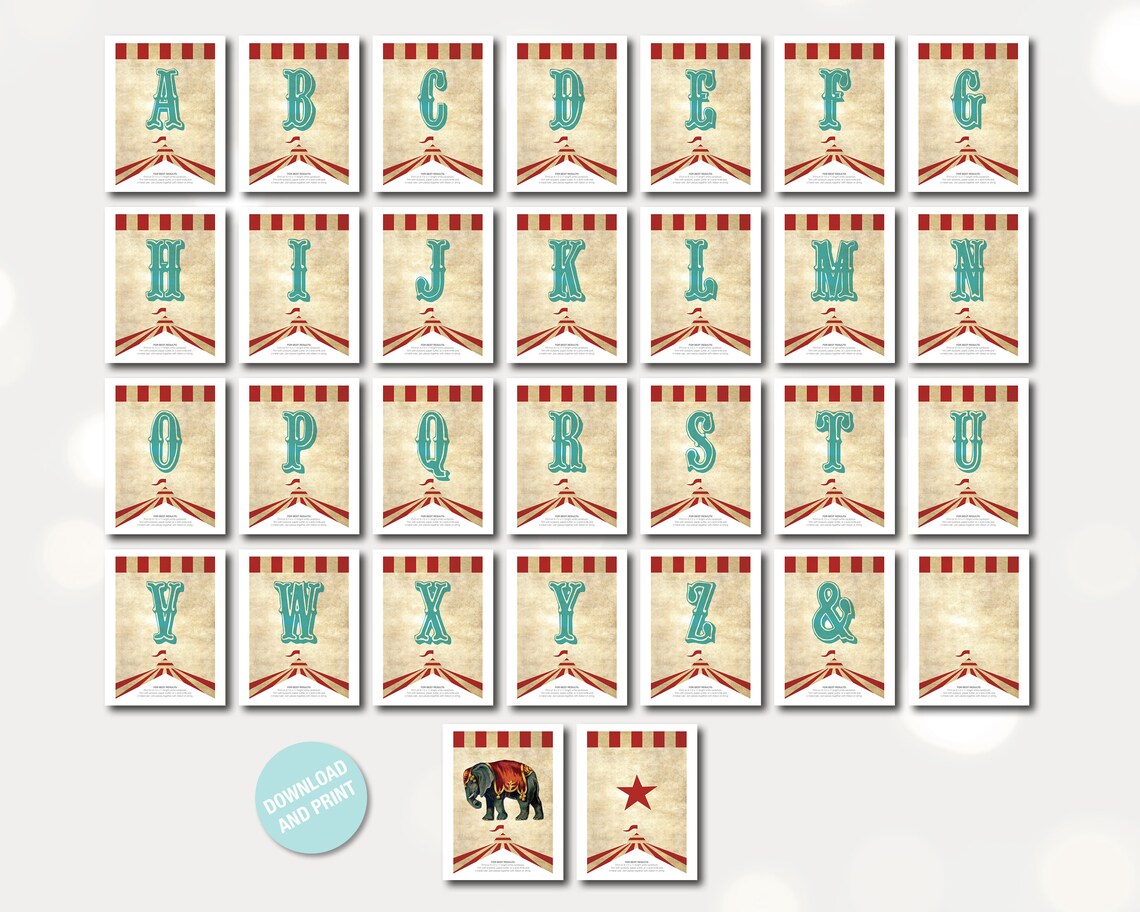 Circus Baby Shower Decorations Party Banner A-Z Vintage - Etsy