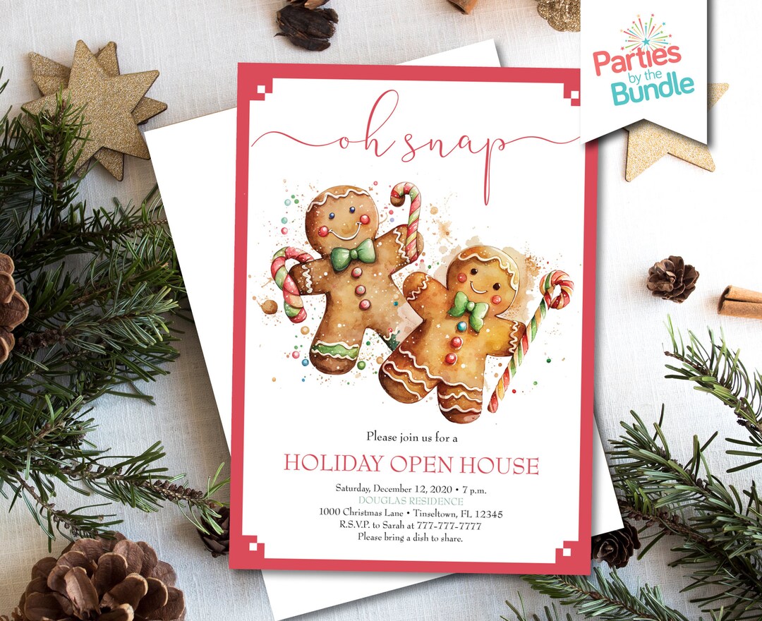 Gingerbread Party Christmas Invitation | Oh Snap Cookie Exchange ...