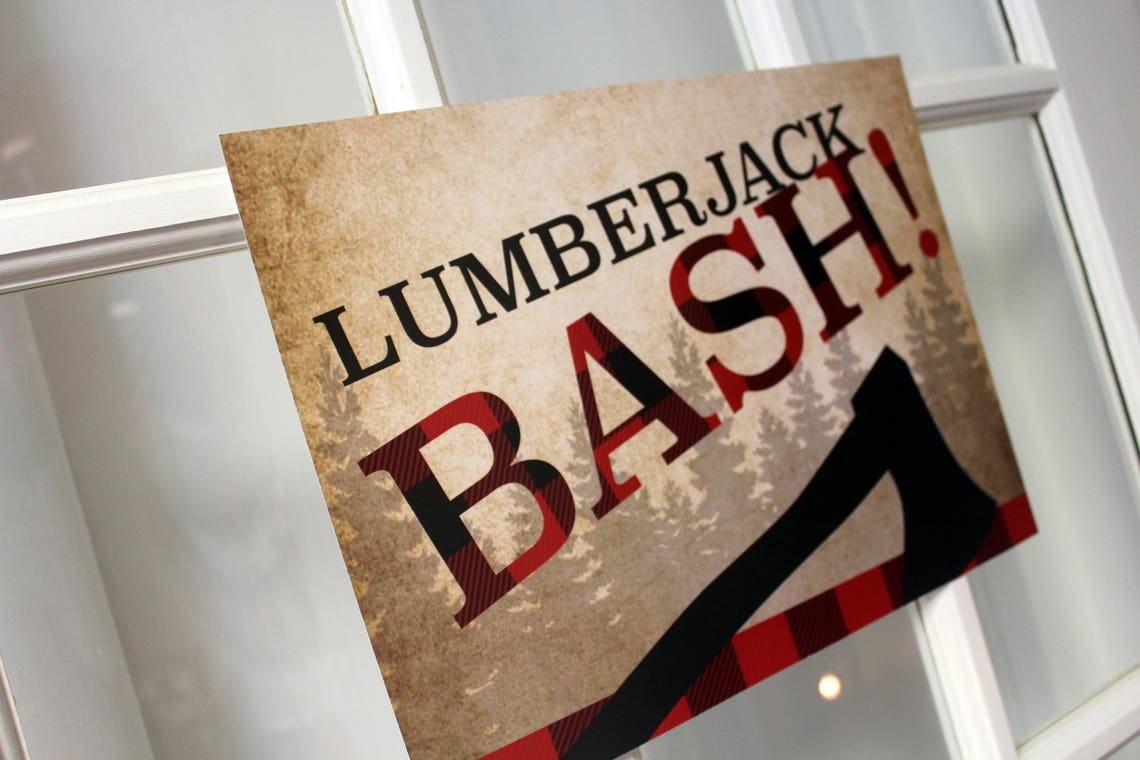 Lumberjack Birthday Party Decorations Poster Set Wall Art | Etsy