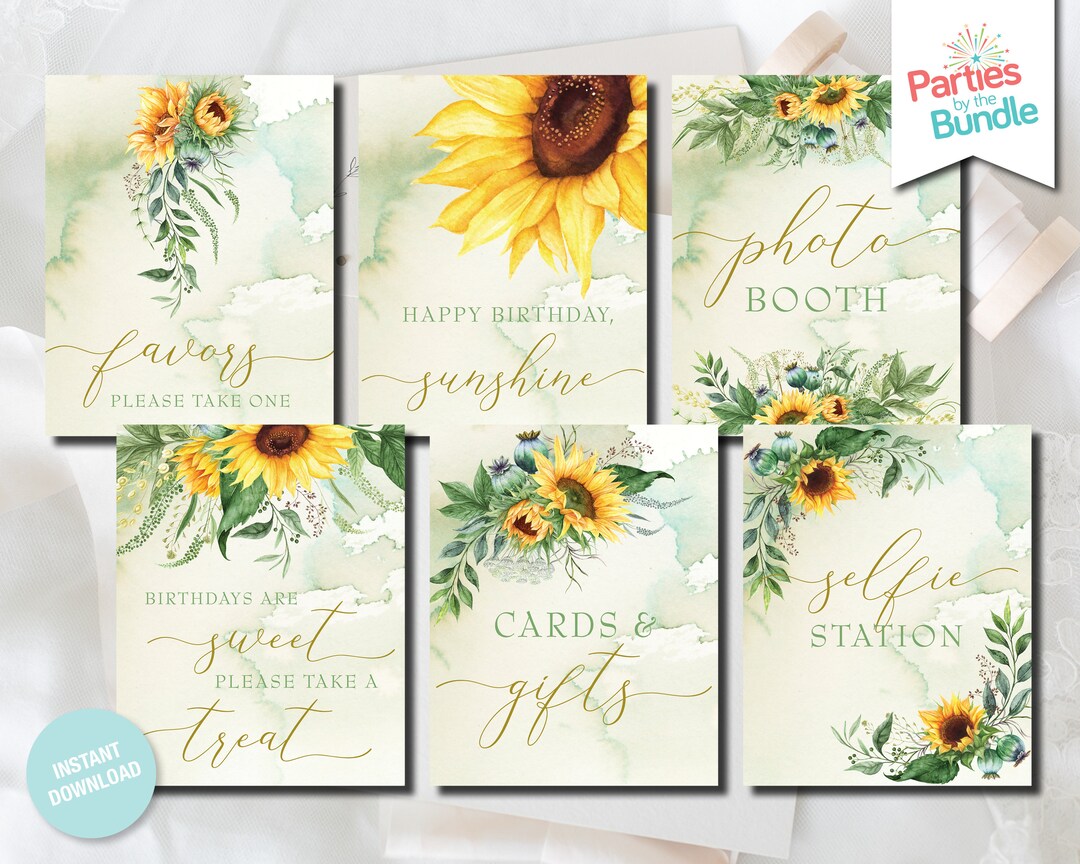 Sunflower Birthday Party Signs, Little Sunflower Printable Signs ...