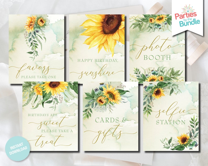 Sunflower Birthday Party Signs Little Sunflower Printable - Etsy