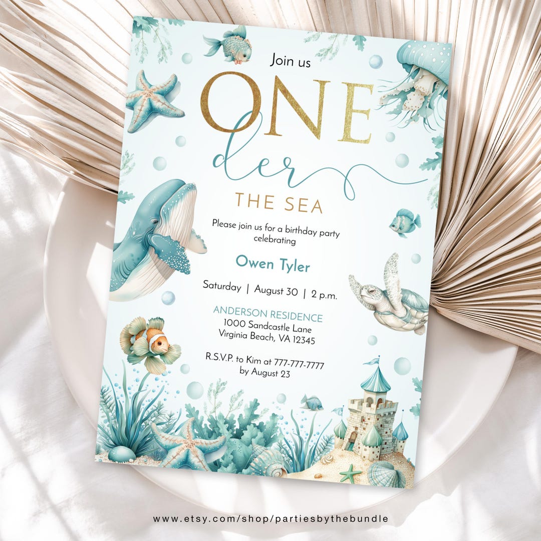 EDITABLE Under the Sea First Birthday Invitation | One-der the Sea ...