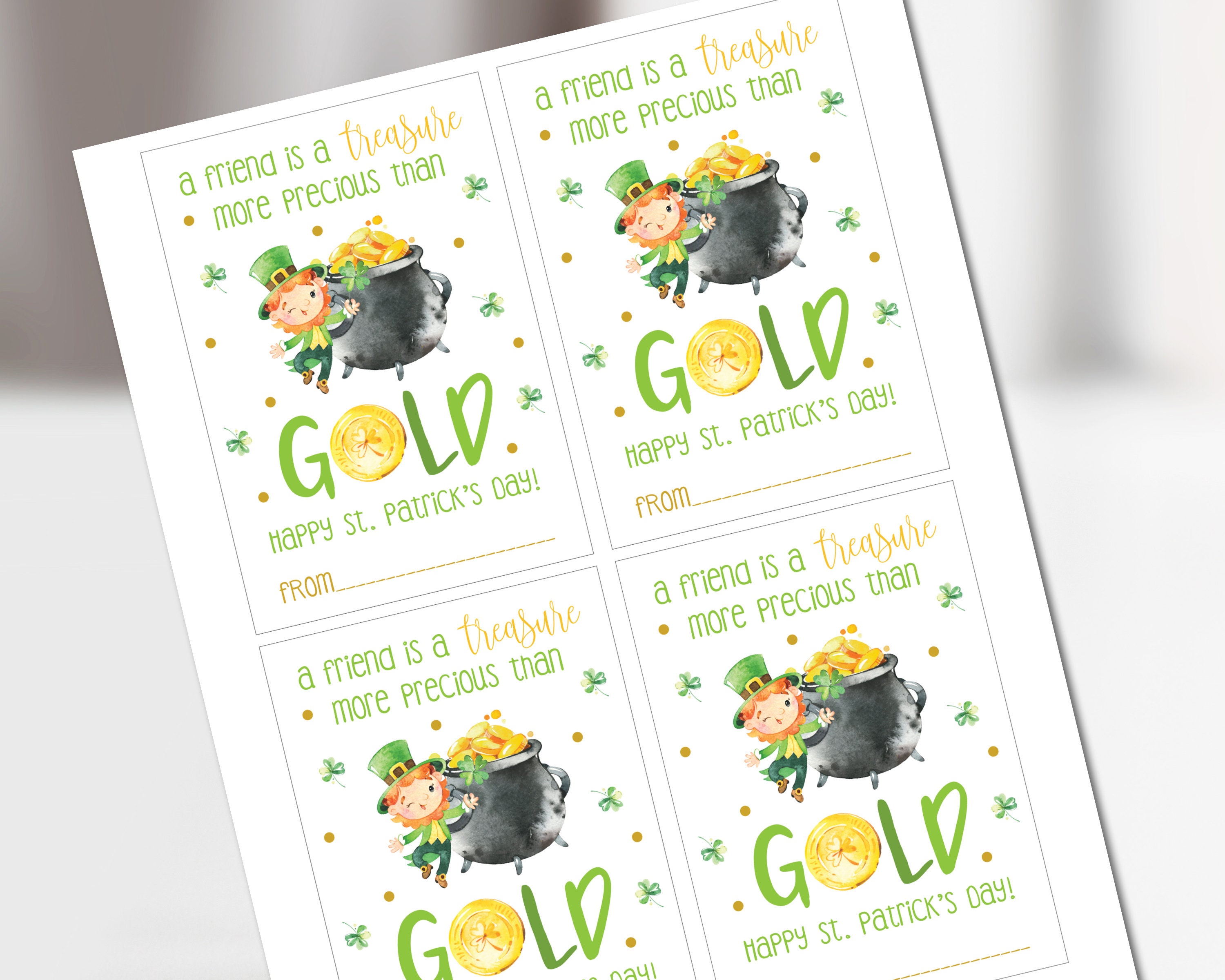 Printable St. Patrick's Day Gift Tag Shamrock Favor Tag | Etsy