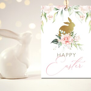 Printable Easter Gift Tag, Floral Easter Bunny Favor Tag, Printable ...
