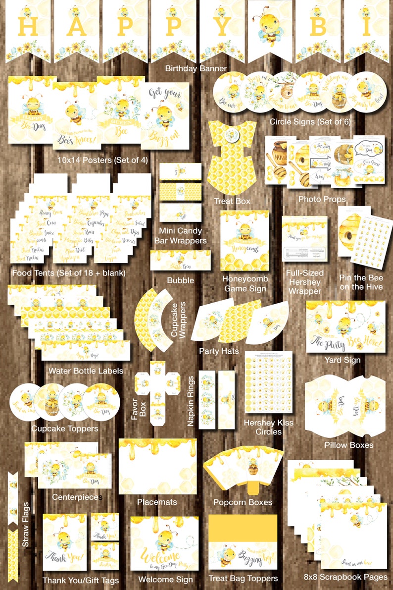 Bee Birthday Party Bundle Bee Day Party Kit Bee Day 1st - Etsy