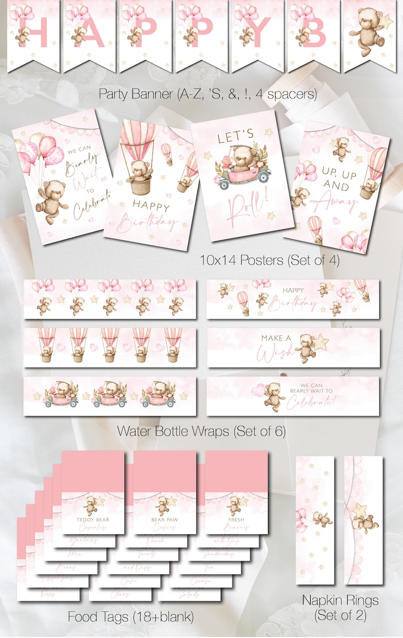 Teddy Bear Printable Birthday Party Bundle Party Pack Kit - Etsy