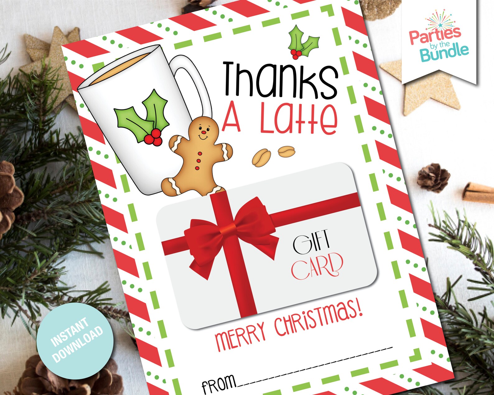 Thanks a Latte Employee Appreciation Printable Christmas Gift Card ...