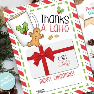 Thanks a Latte Employee Appreciation Printable Christmas Gift Card ...