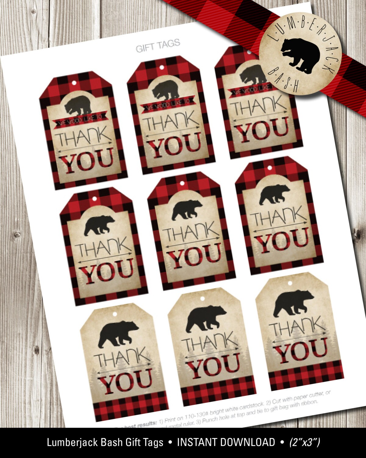 Lumberjack Birthday Lumberjack Gift Tags Buffalo Plaid Gift | Etsy
