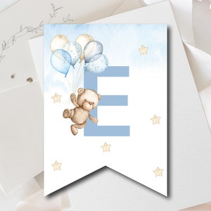 Teddy Bear High Chair Banner, First 1st Birthday Boy High Chair Banner ...