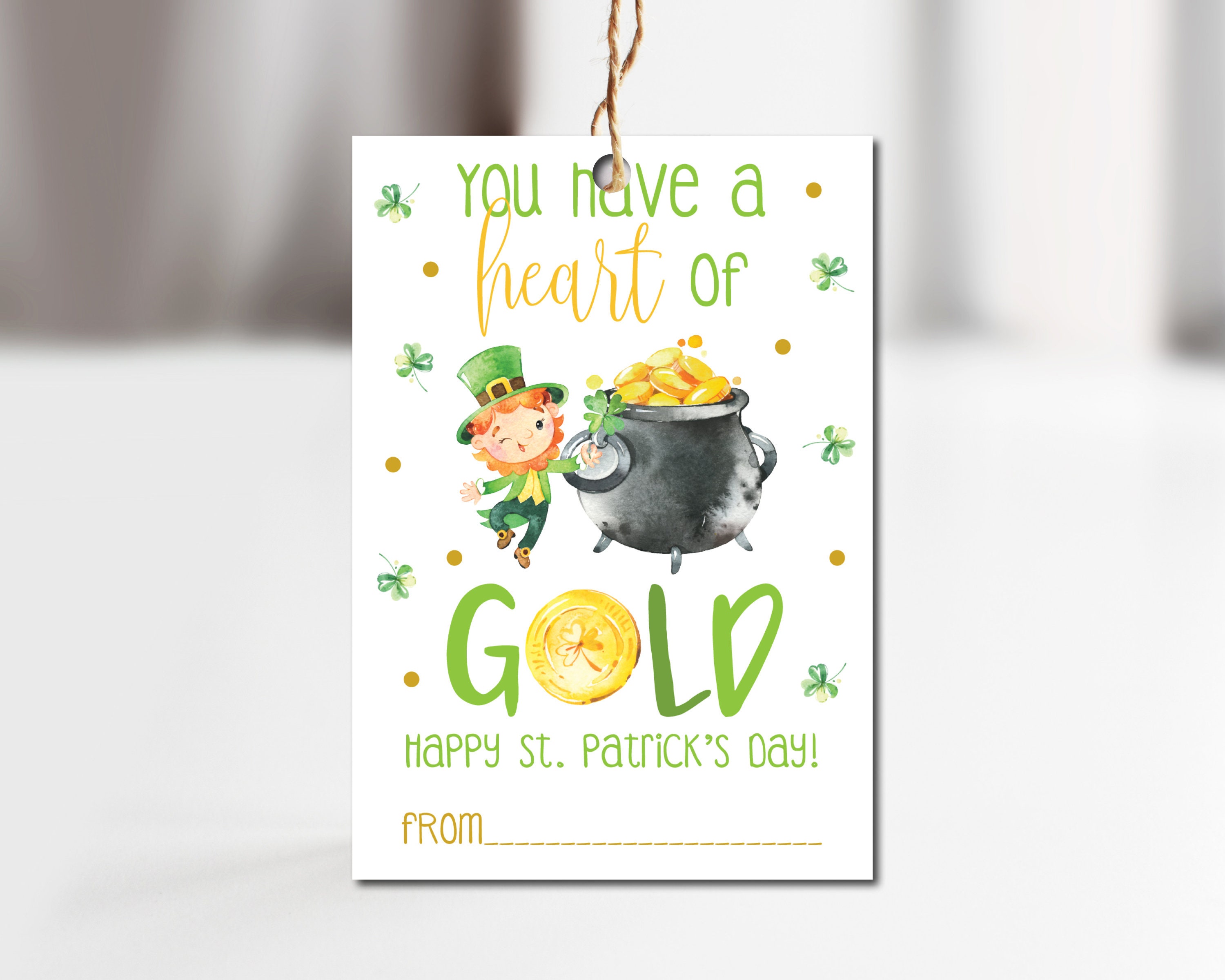 Printable St. Patrick's Day Gift Tag Shamrock Favor Tag - Etsy