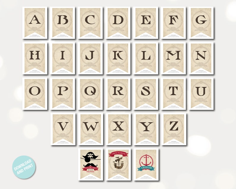 Pirate Birthday Party Printable Banner Pirate Decorations - Etsy