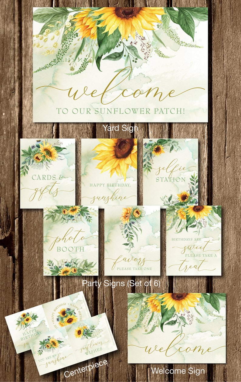 Sunflower Birthday Party Pack Kit Little Sunflower Party - Etsy