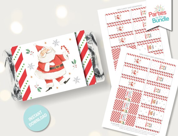 Santa Claus Mini Candy Bar Wrappers Christmas Favor Candy Bar - Etsy