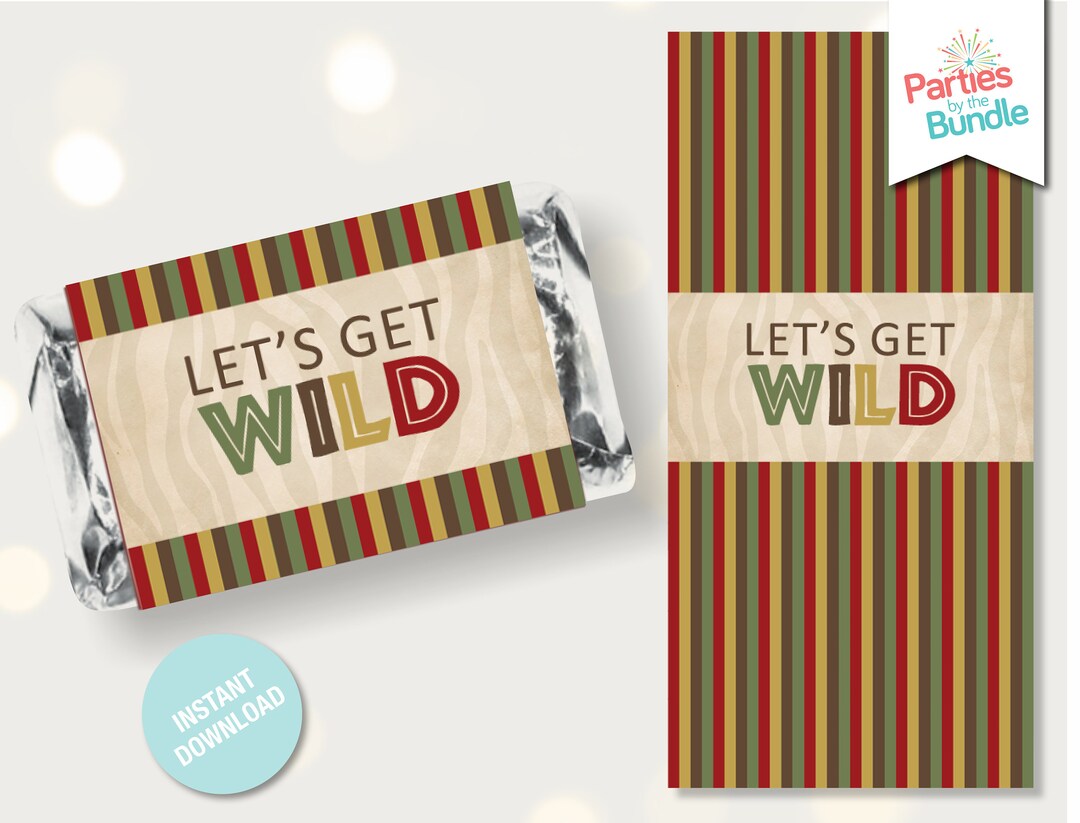 Jungle Safari Mini Candy Bar Wrappers, Zoo Birthday Printable Party ...
