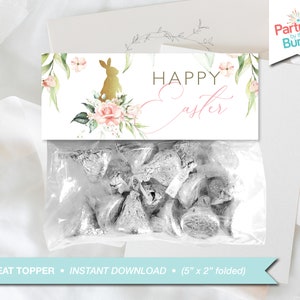 Easter Treat Bag Toppers, Floral Easter Bunny Treat Toppers, Printable ...