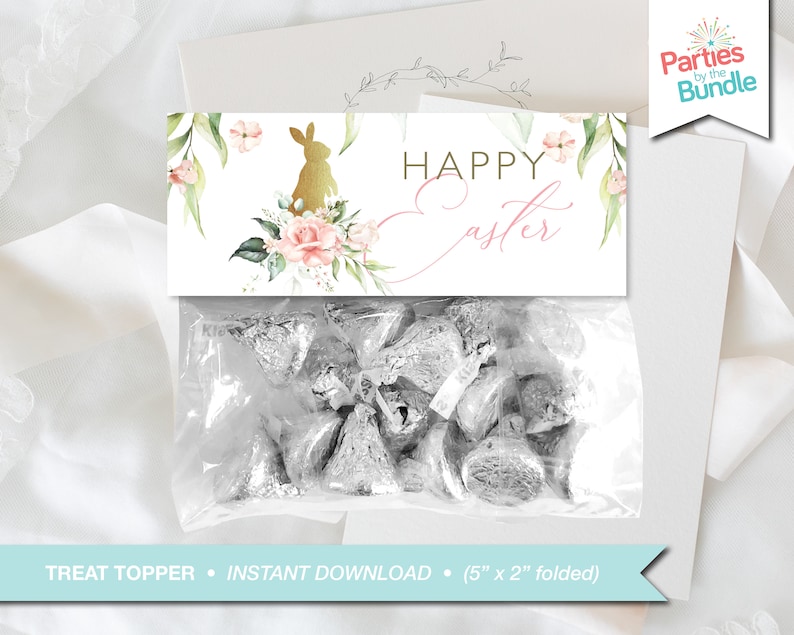 Easter Treat Bag Toppers Floral Easter Bunny Treat Toppers - Etsy