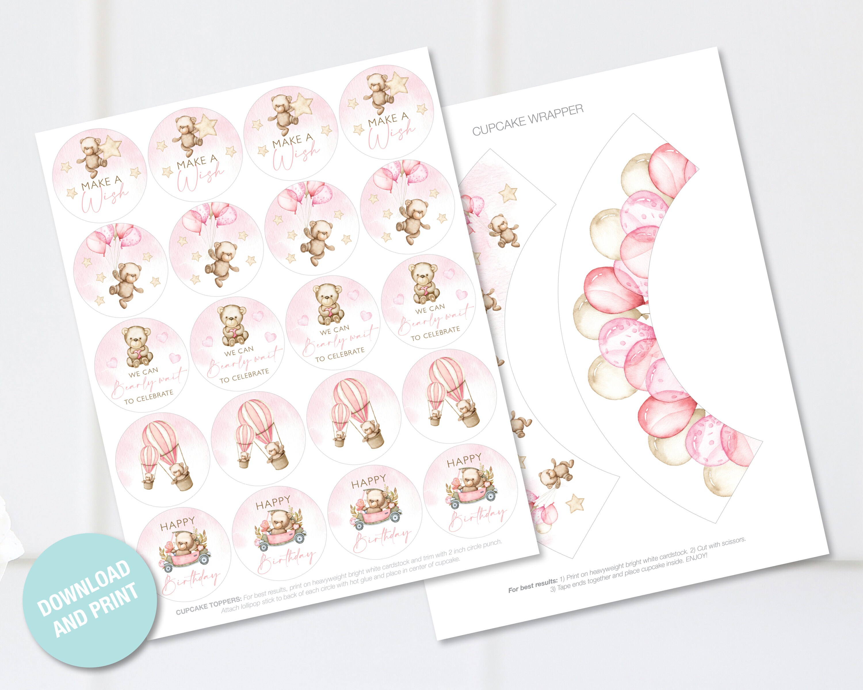 Teddy Bear Cupcake Toppers Teddy Birthday Party Decorations | Etsy