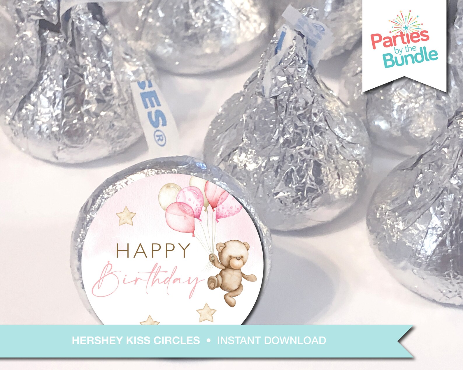 Teddy Bear Kiss Stickers Printable Kiss Circles Kiss Labels - Etsy