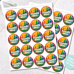 Back to School Circle Gift Tag | First Day of School Round Sticker ...