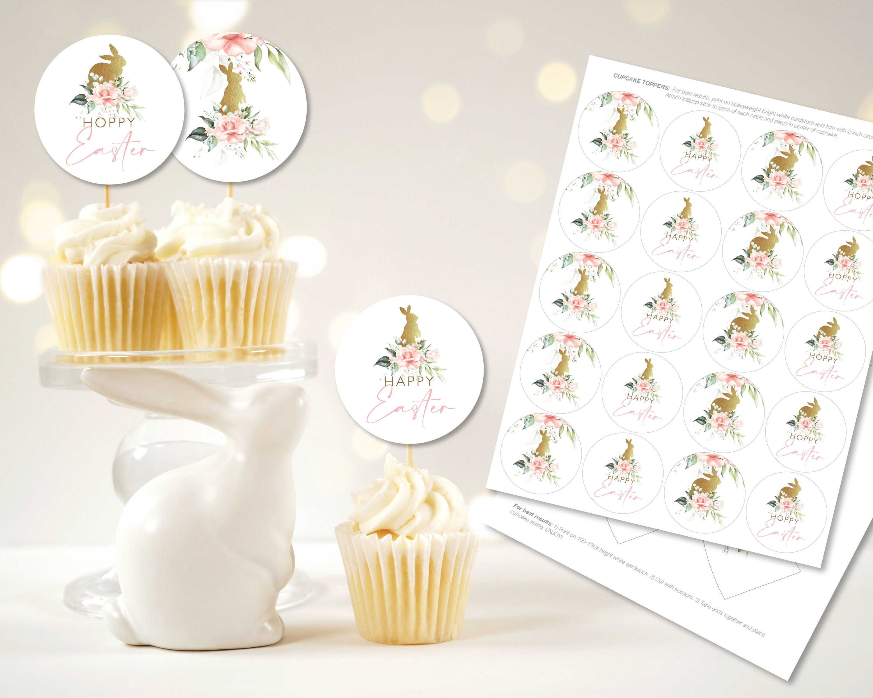 Easter Bunny Cupcake Toppers, Easter Printables, Easter Cupcake ...