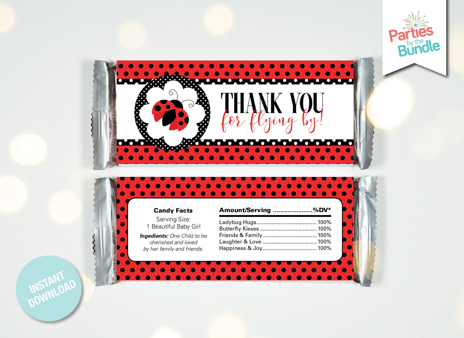 Ladybug Candy Bar Wrapper Baby Shower Printable Chocolate Bar - Etsy