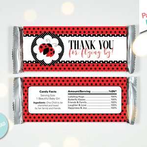 Ladybug Candy Bar Wrapper Baby Shower Printable Chocolate Bar Wrapper ...