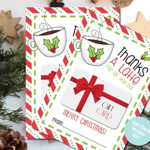 Thanks a Latte Employee Appreciation Printable Christmas Gift Card ...