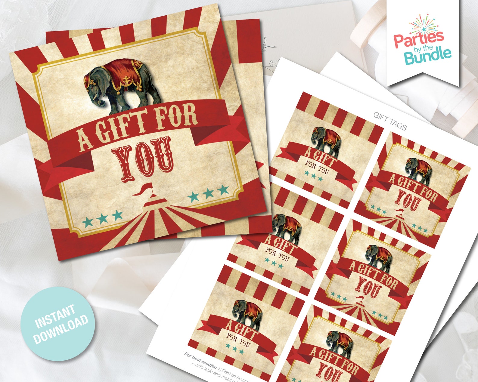 Circus Birthday Gift Tags Greatest Showman Printable Birthday Party ...