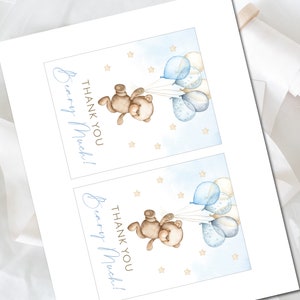 Teddy Bear Thank You Note, Thank You Beary Much, Thank You Card, Flat ...