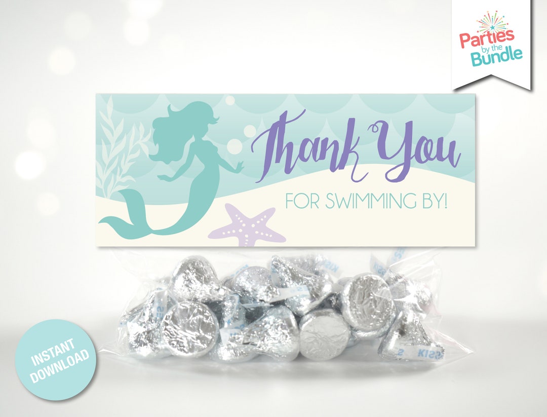 Mermaid Birthday Party Treat Bag Toppers Aqua and Lavender First ...