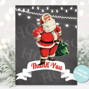 Retro Santa Thank You Note, Christmas Thank You Cards, Holiday Thank ...