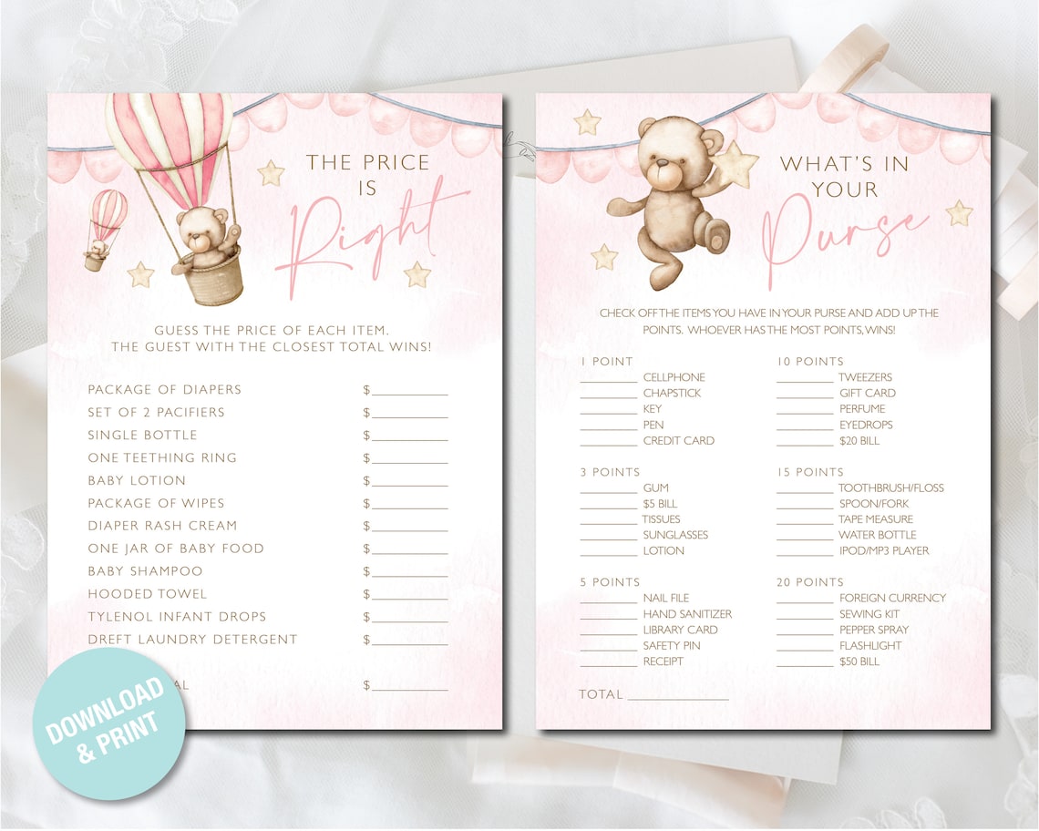 Teddy Bear Baby Shower Games Printable Game Cards Baby - Etsy