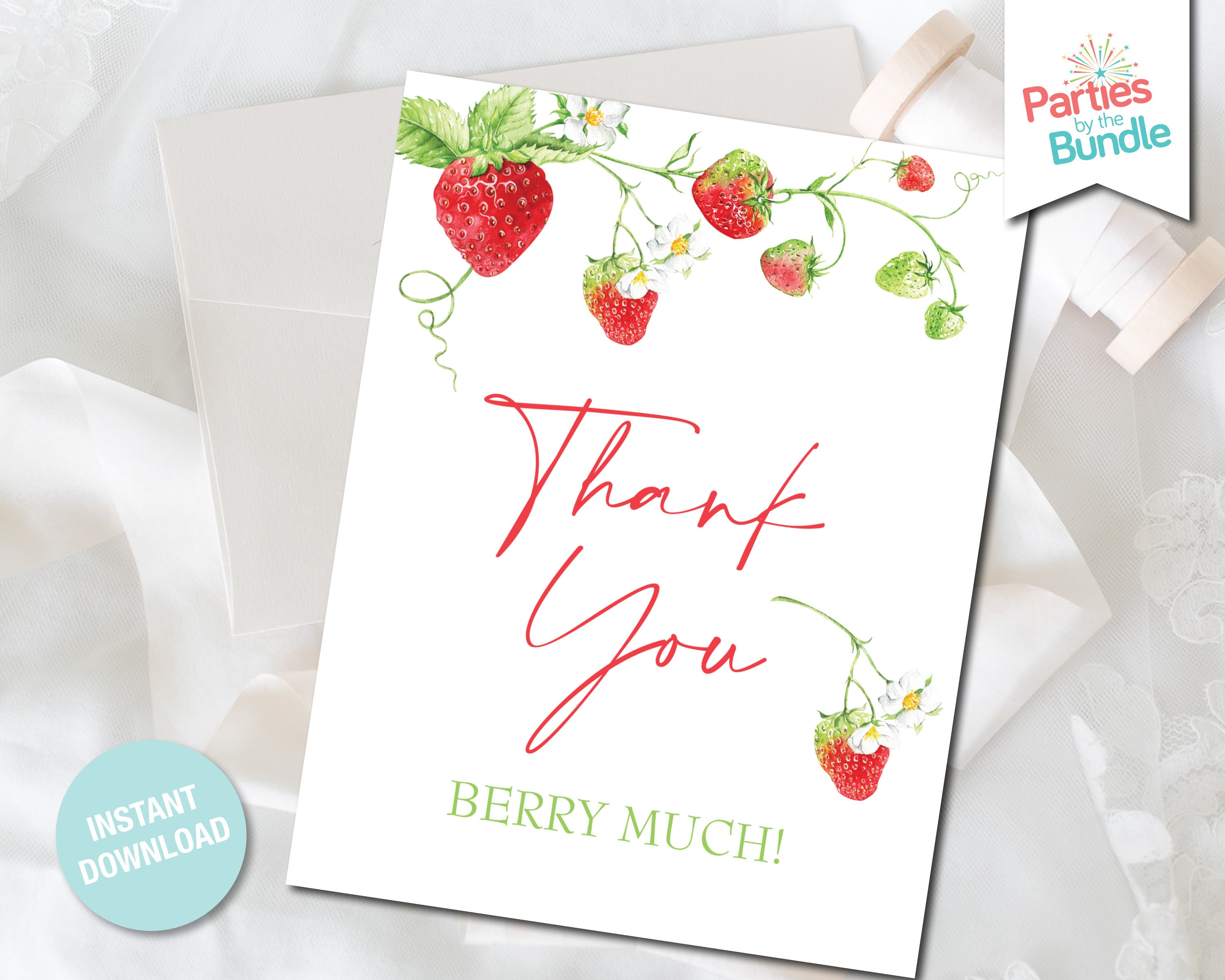 Strawberry Greeting Card A2 Printable Greeting Card Digital Download ...
