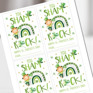 Printable St. Patrick's Day Gift Tag, Shamrock Rainbow Favor Tag ...
