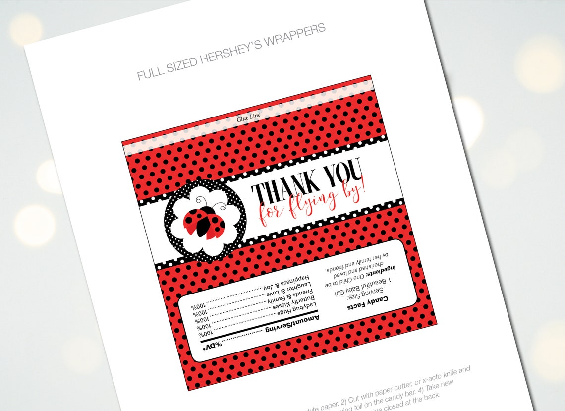 Ladybug Candy Bar Wrapper Baby Shower Printable Chocolate Bar - Etsy