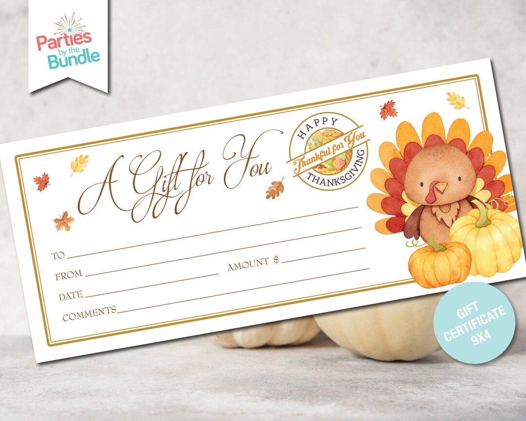 Thanksgiving Gift Certificate | Thank You Voucher | Teacher ...