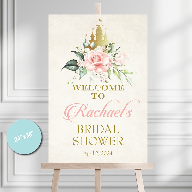 Princess Bridal Shower Welcome Sign: Gold Castle Decor (digital File ...